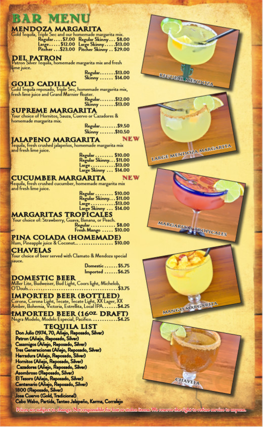 Casa Mendoza menu in La Quinta, California, USA