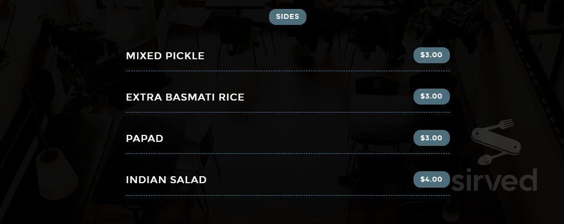 The Mint Room menu in Bel Air, Maryland, USA