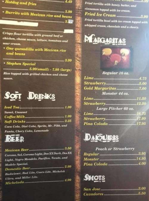 La Huerta Mexican Restaurant menu in Fort Smith, Arkansas, USA