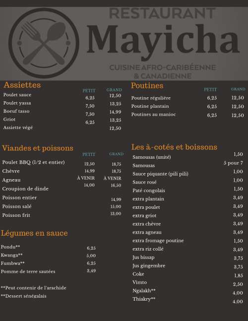 restaurant Mayicha menu in Verdun, Quebec, Canada
