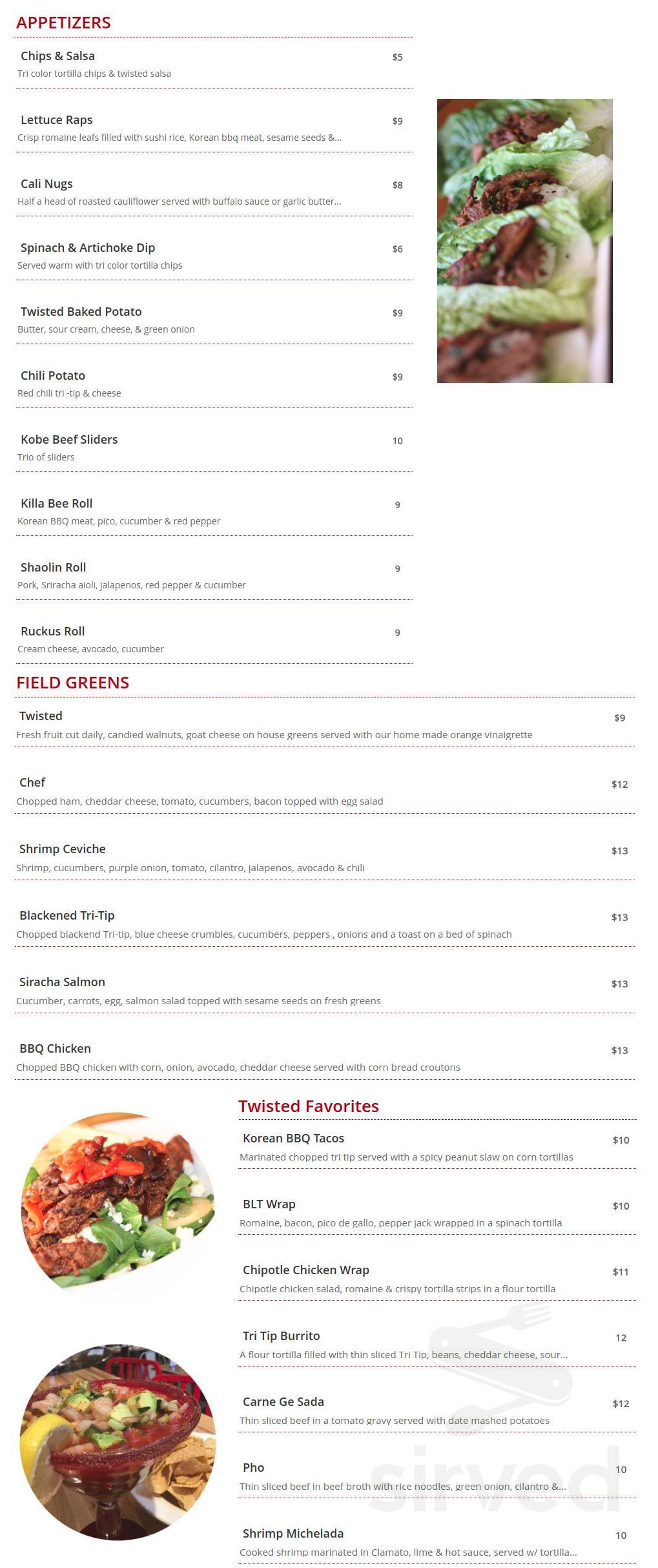 Menu for Twisted Kitchen in Yuma, AZ | Sirved