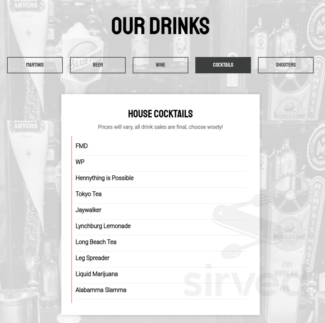 Side Street Grill menu in Memphis, Tennessee, USA