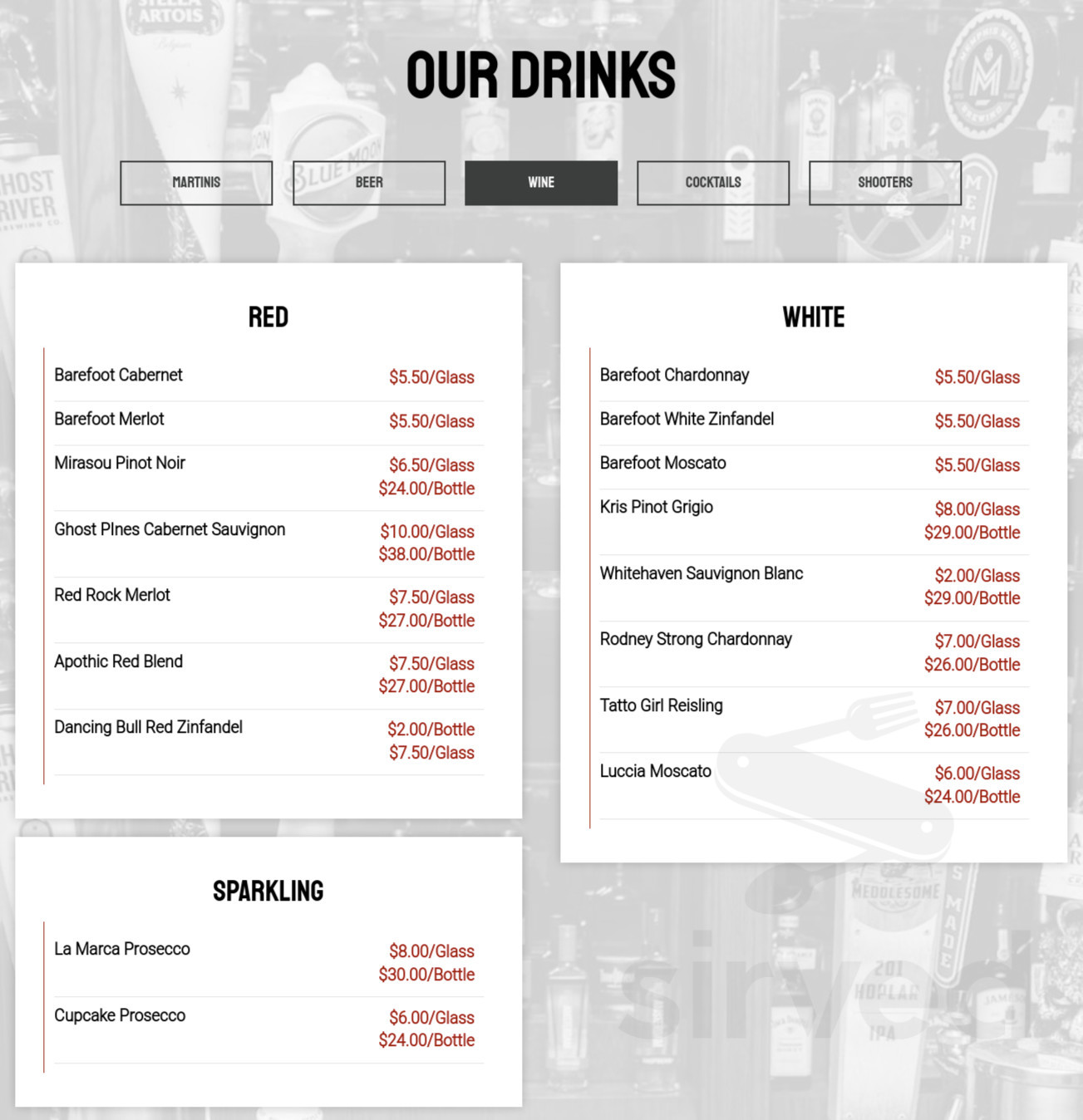 Side Street Grill menu in Memphis, Tennessee, USA