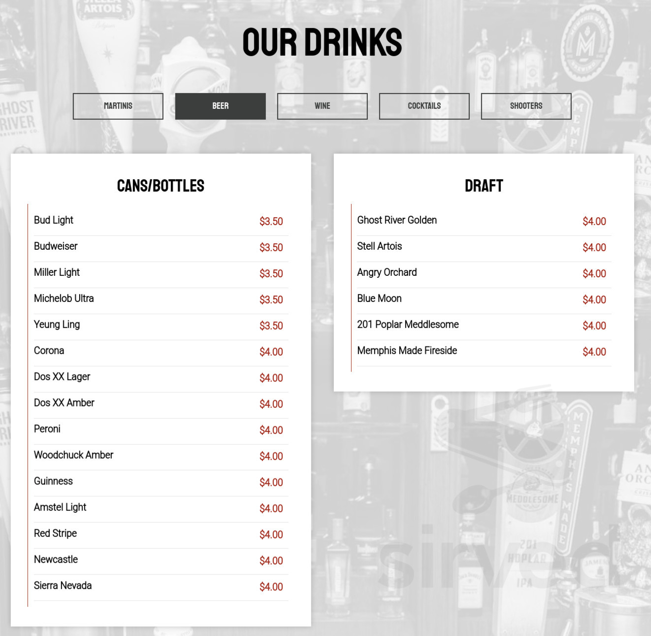 Side Street Grill menu in Memphis, Tennessee, USA