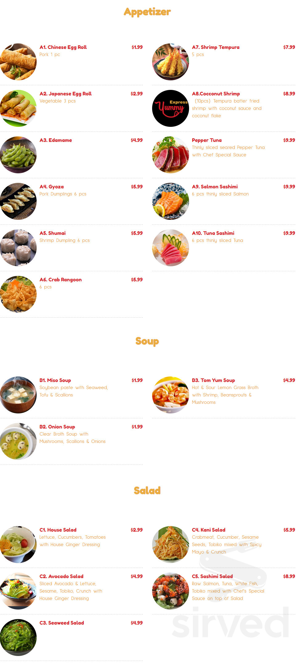 YUMMY EXPRESS menu in South Point, Ohio, USA