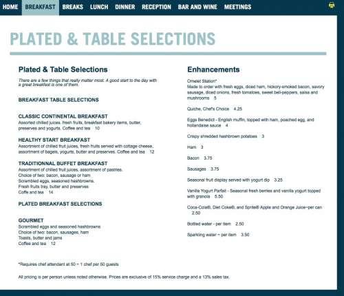 Four Points by Sheraton Edmundston Hotel & Conference Center menu in ...