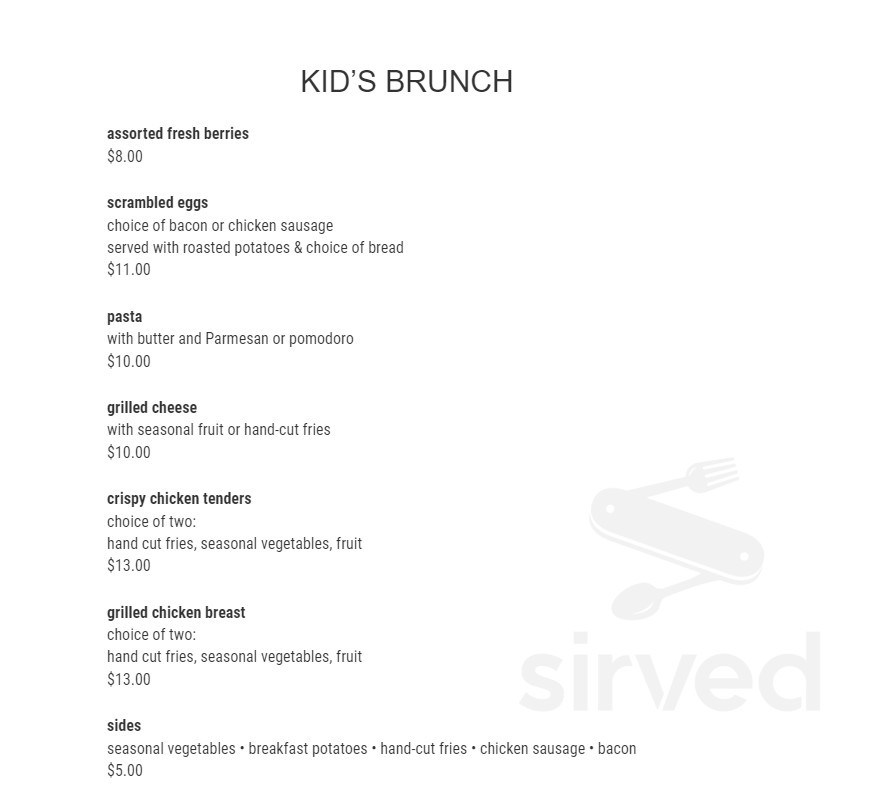 Menu for The Strand House in Manhattan Beach, CA | Sirved