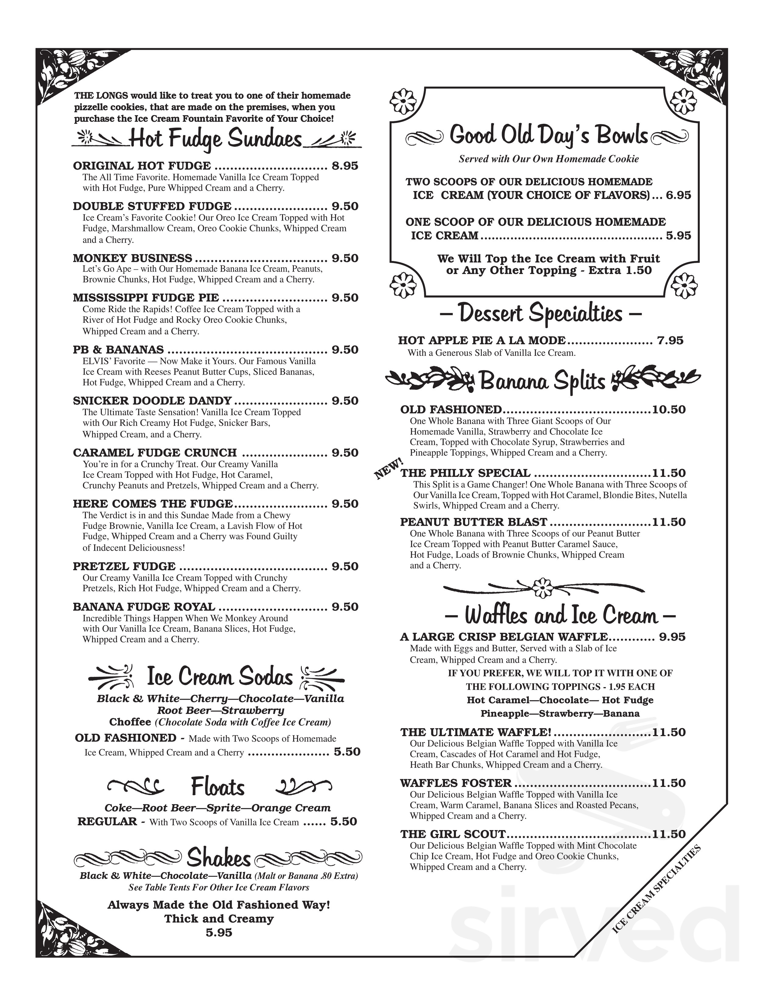 Duffer's Restaurant & Old Fashioned Ice Cream Parlor menus in Wildwood ...