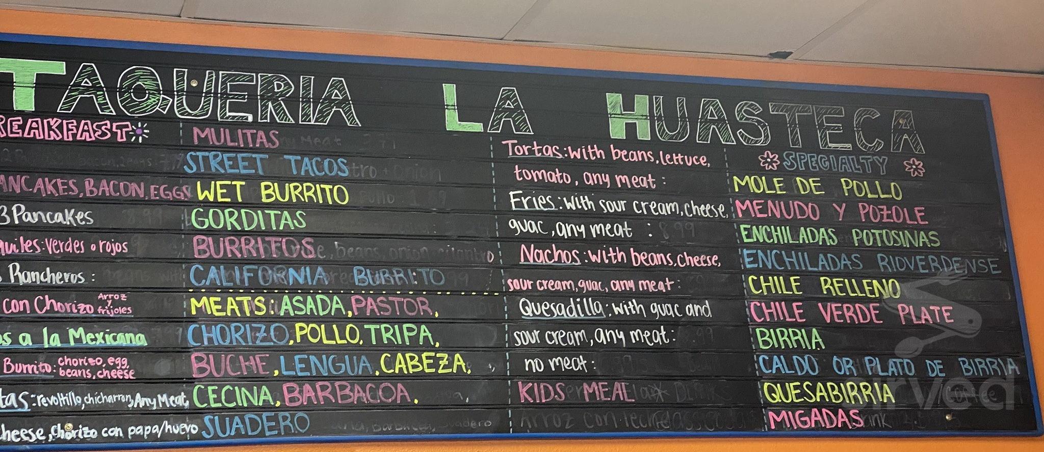Taqueria La Huasteca menu in San Jacinto, California, USA