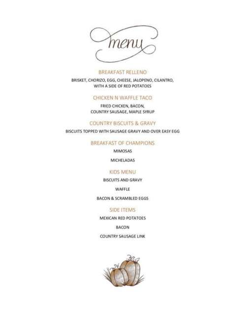 Rooster's Diner menu in Odessa, Texas, USA