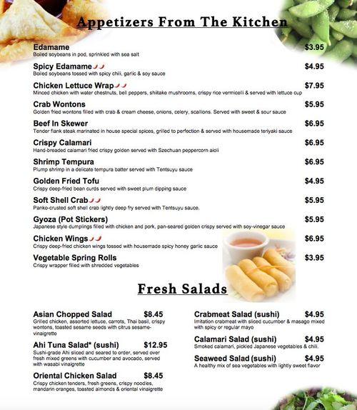 Blue Flame Asian Bistro & Bar menu in Cashmere, Washington, USA