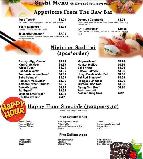 Blue Flame Asian Bistro & Bar menu in Cashmere, Washington, USA