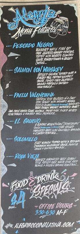 Alegria Nightclub menu in Long Beach, California, USA