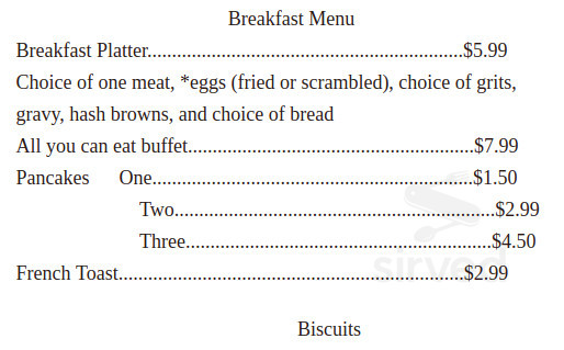 Buckeye's menus in Jersey, Georgia, United States