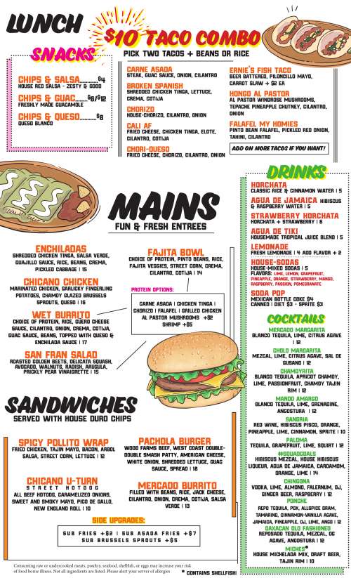 Mercado menu in Fort Wayne, Indiana, USA