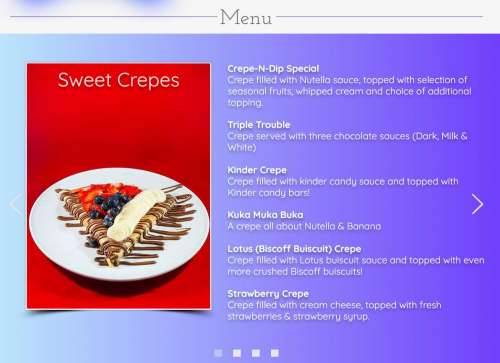 Crepe N Dip menu in Tucson, Arizona, USA