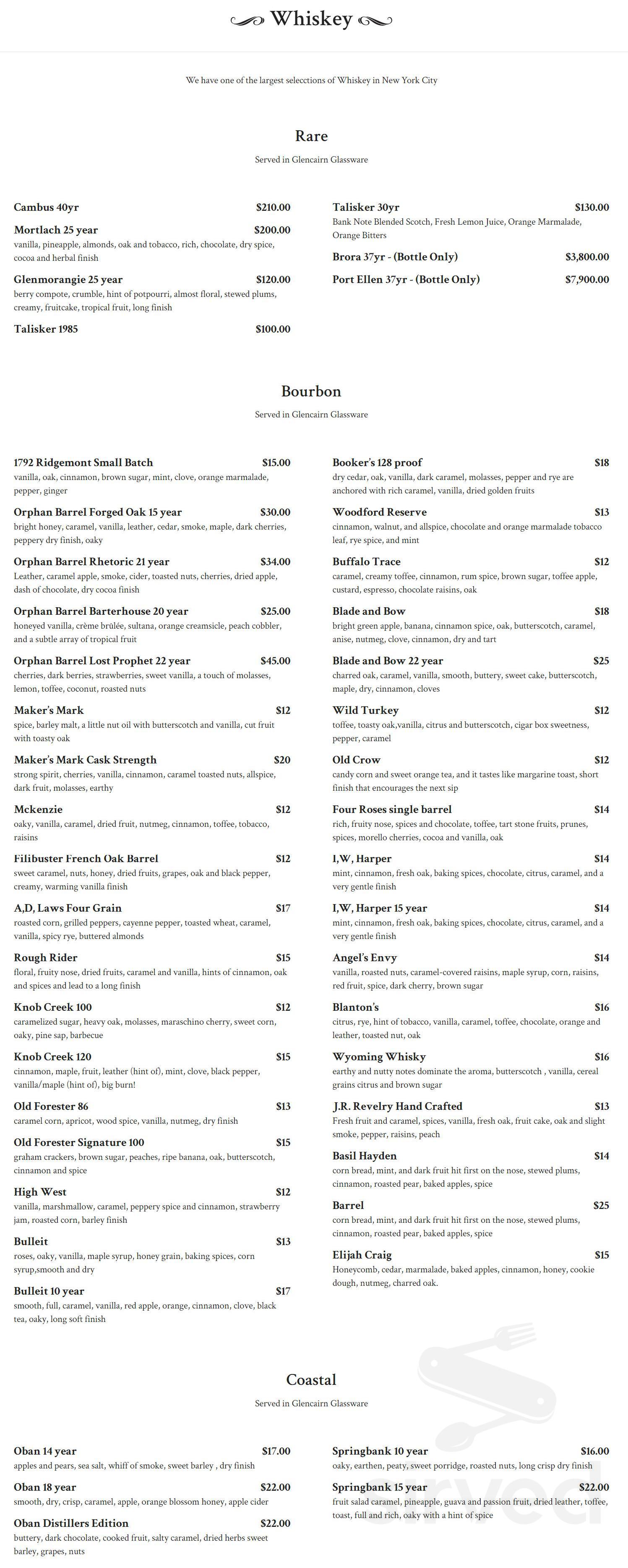 Amber Steak House menu in Brooklyn, New York, USA