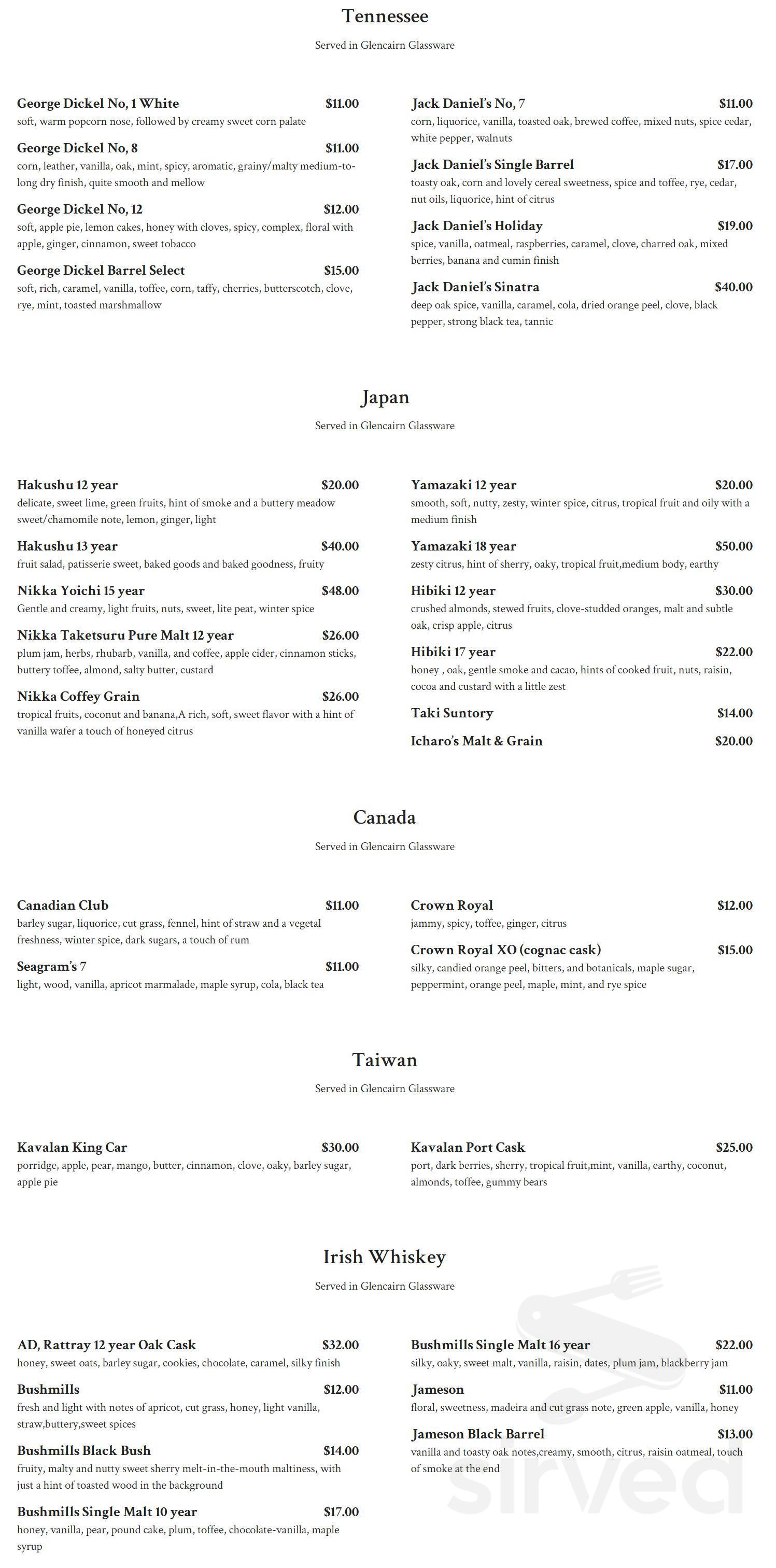 Amber Steak House menu in Brooklyn, New York, USA