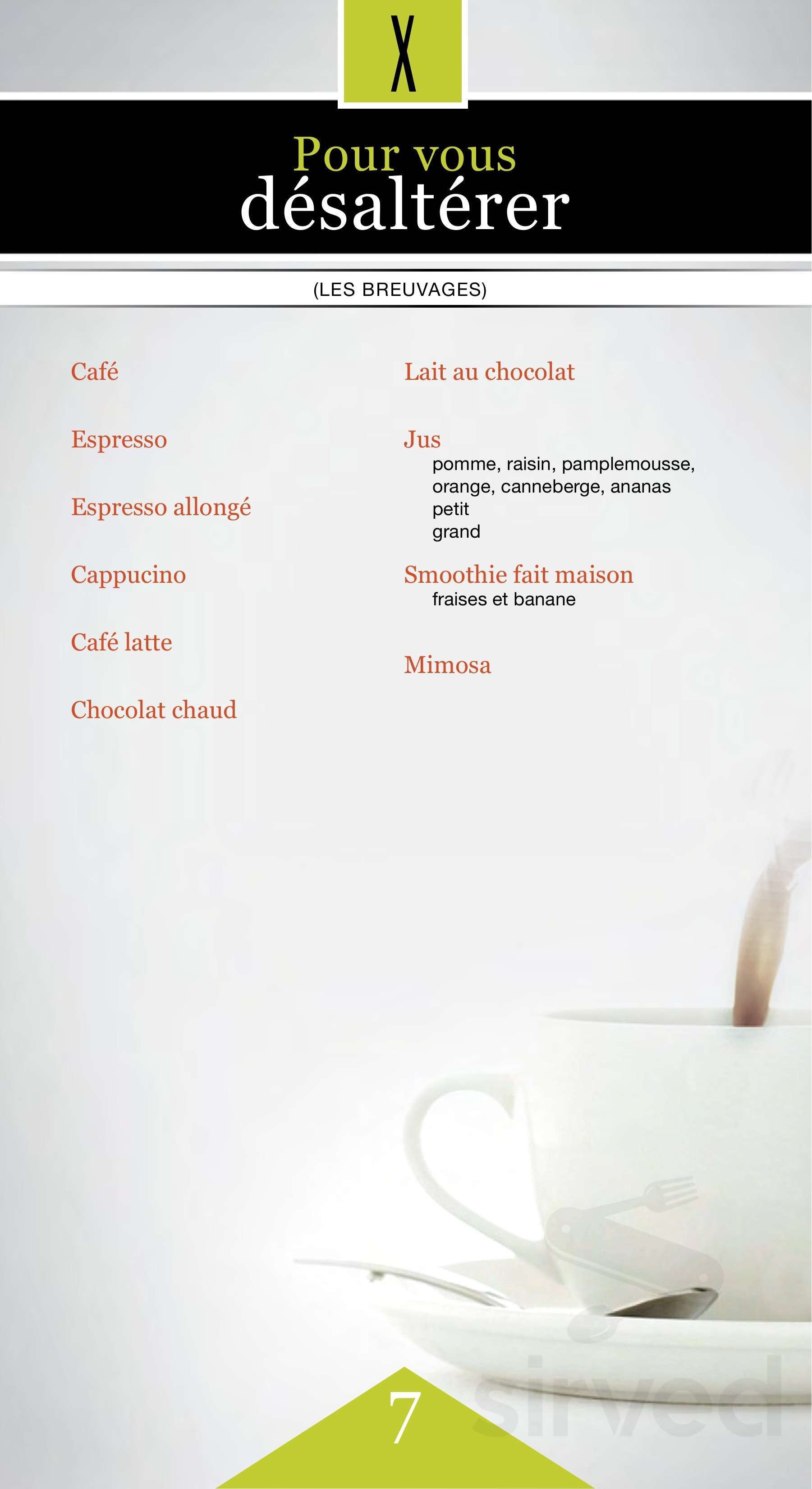 Luxor menus in Victoriaville, Quebec, Canada