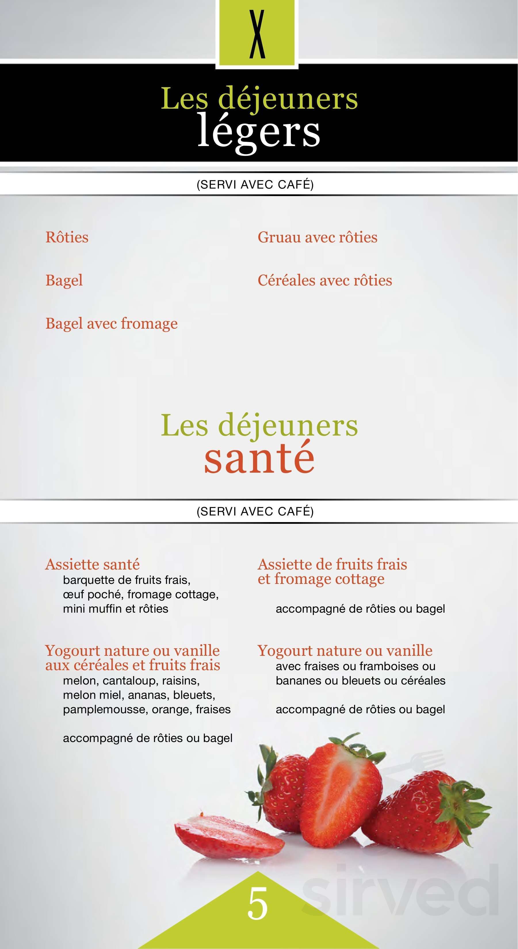 Luxor menus in Victoriaville, Quebec, Canada