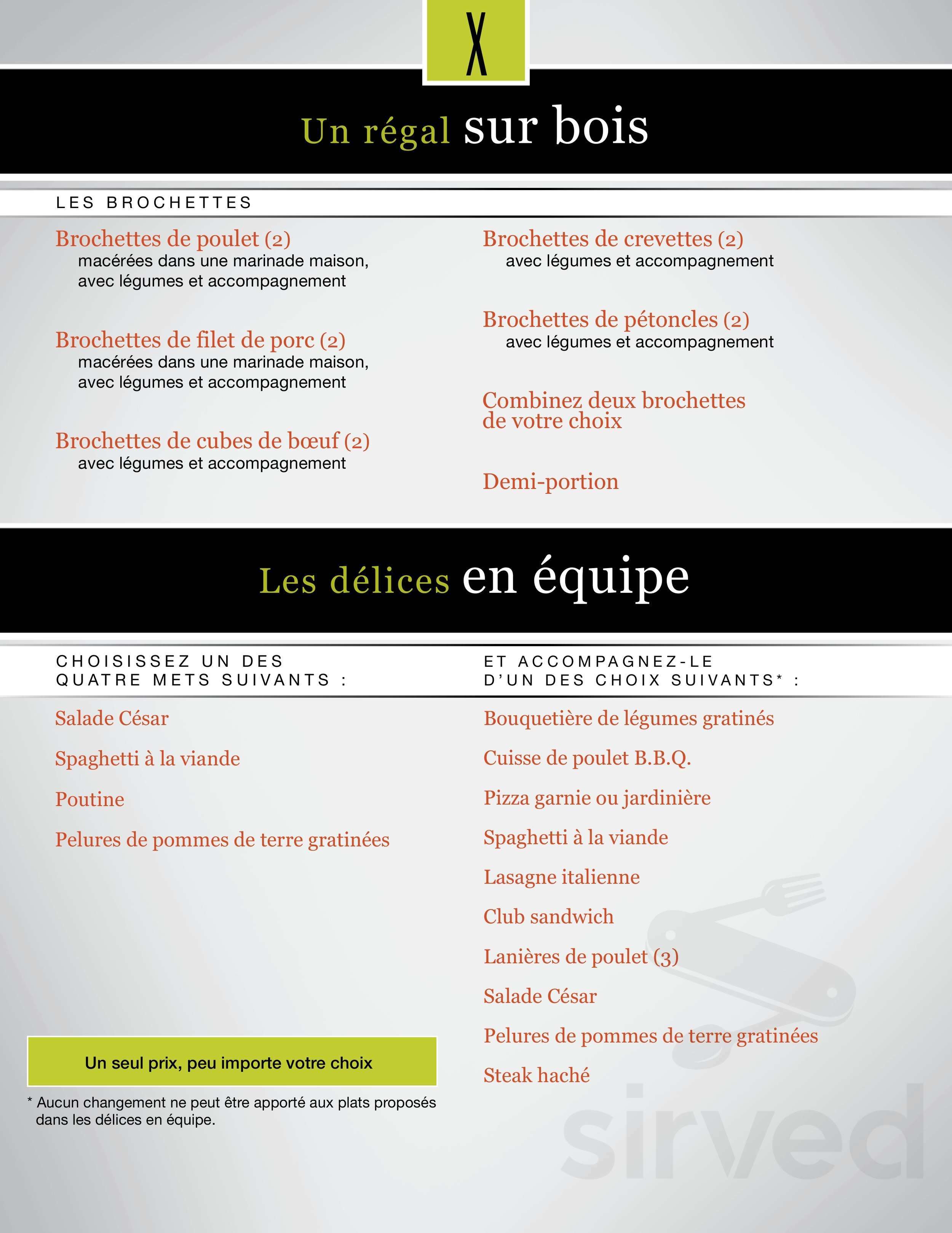 Luxor menus in Victoriaville, Quebec, Canada