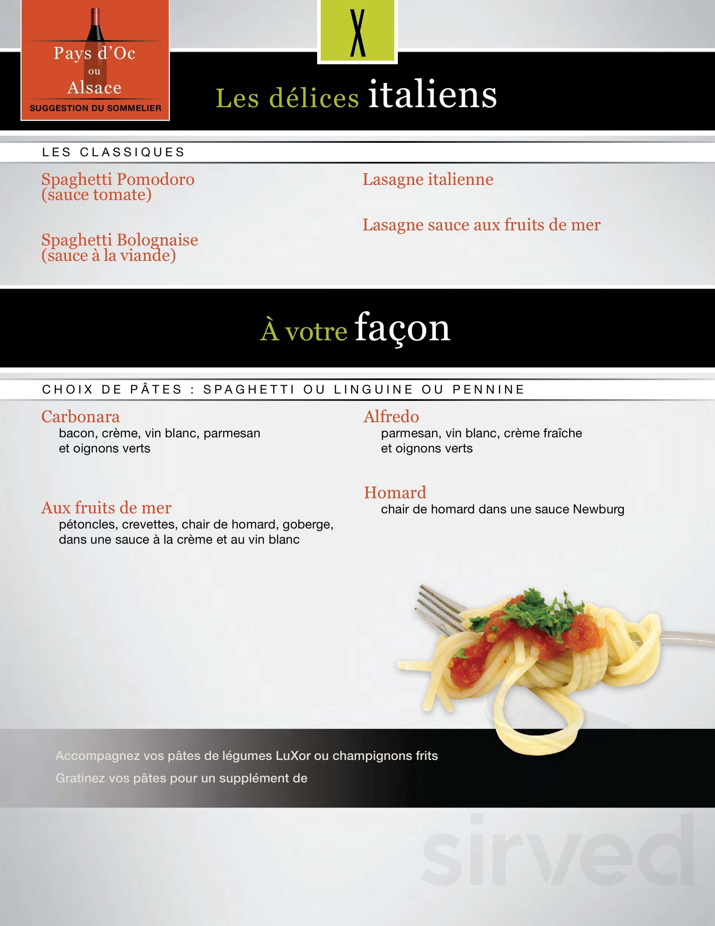 Luxor menu in Victoriaville, Quebec G6P 4A2, Canada