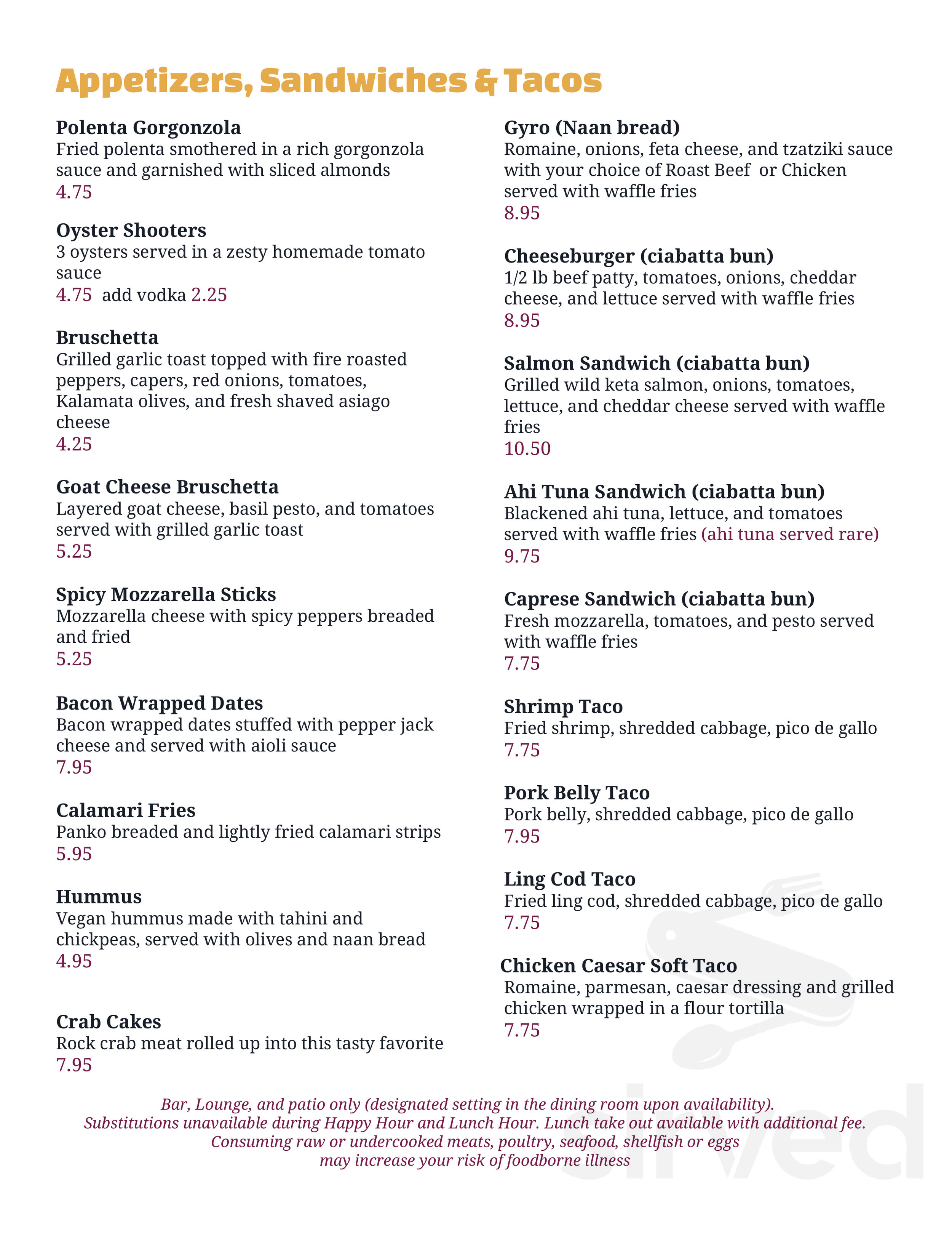 Girardi's Osteria menu in Edmonds, Washington, USA