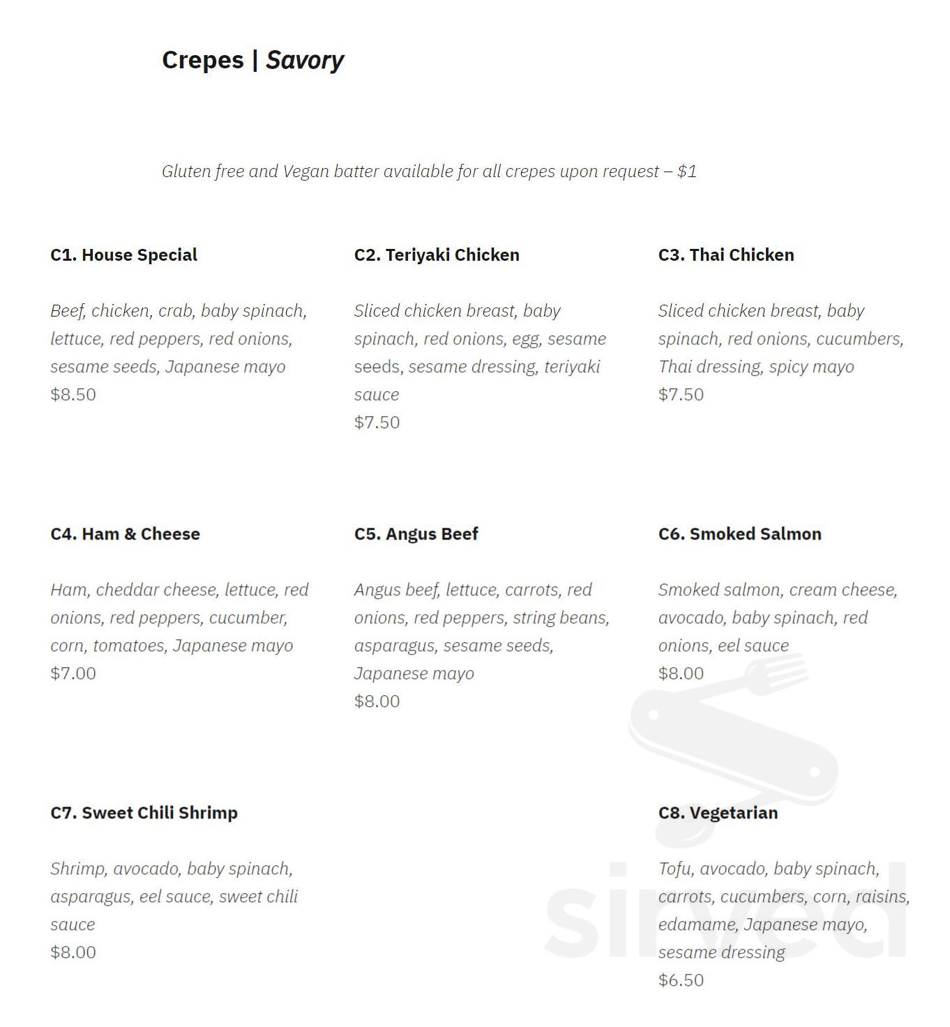 Crepe & Creme menu in Cookeville, Tennessee, USA