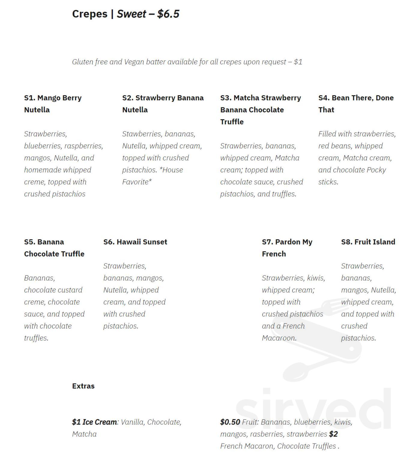 Crepe & Creme menu in Cookeville, Tennessee, USA