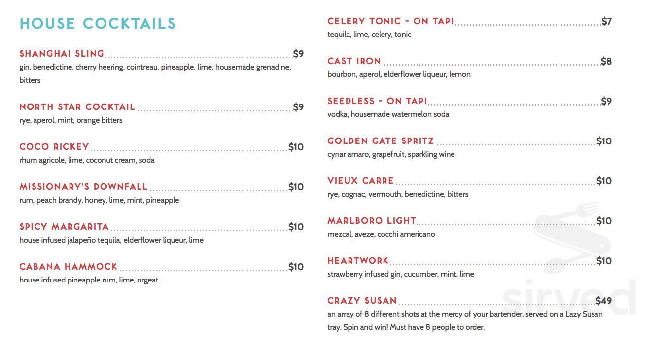 North Star Diner menu in Seattle, Washington, USA