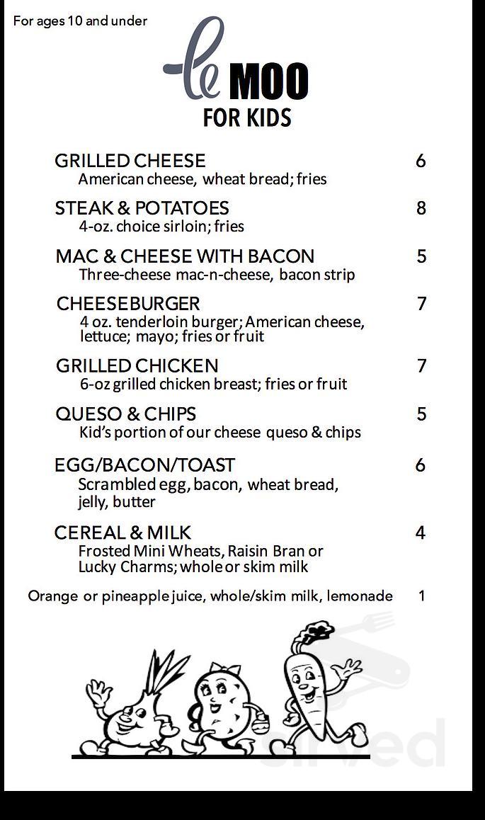 Menu Louisville KY s Le Moo Sirved