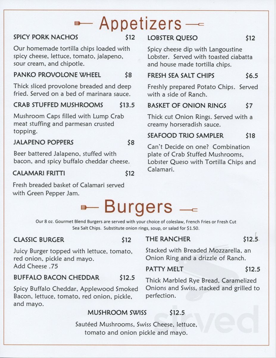 Scottish Heights Restaurant and Bar menu in Brockport, Pennsylvania, USA