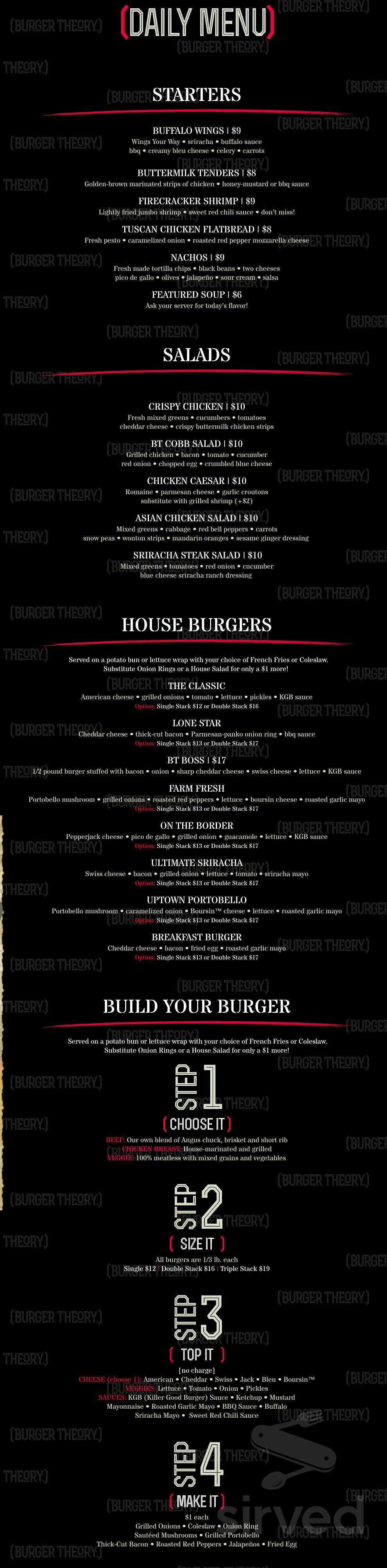 The Burger Place menu in Anaheim, California, USA