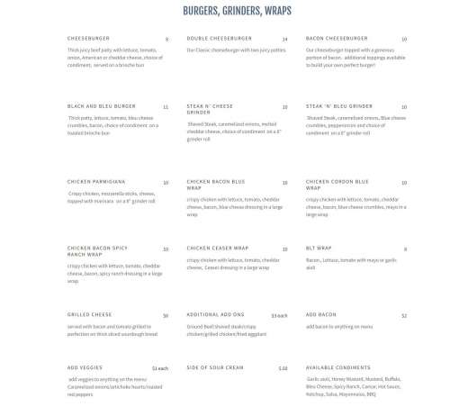 Our Place Bar and Grill menu in Torrington, Connecticut, USA