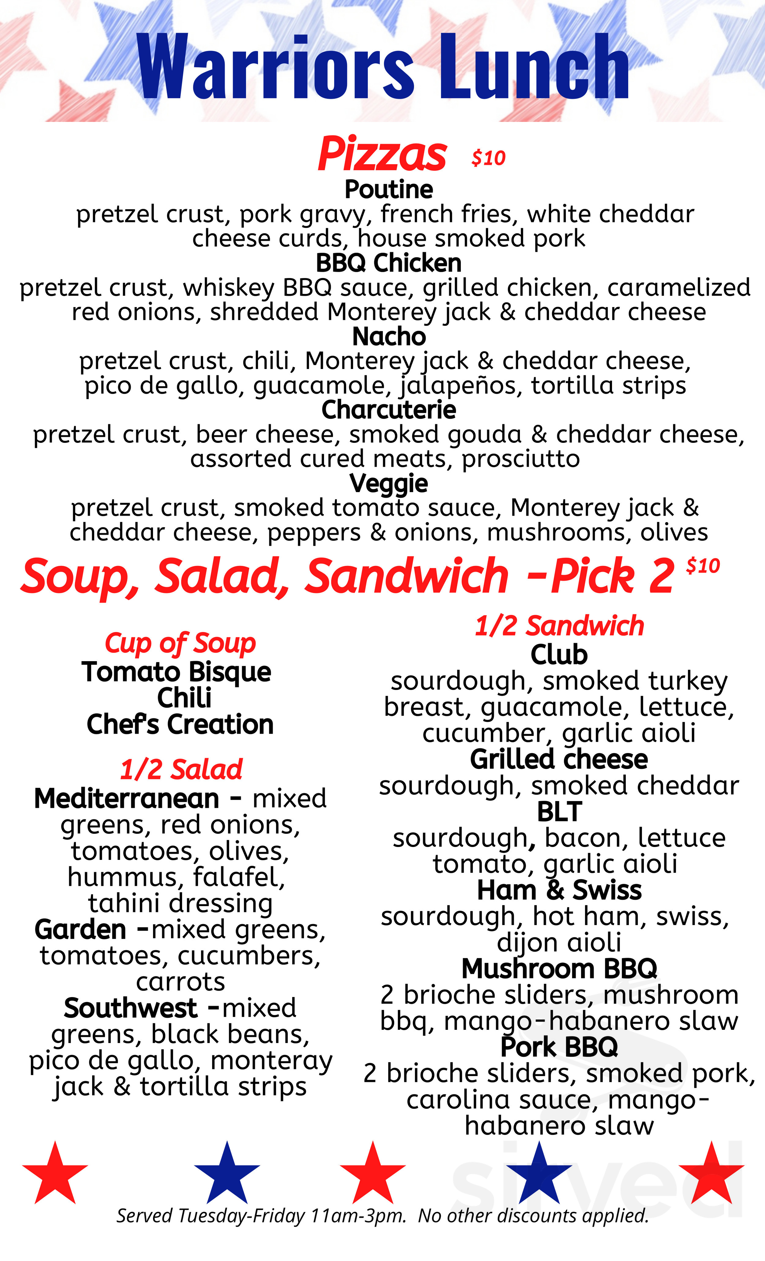 Warriors Taphouse menus in Virginia Beach, Virginia, United States