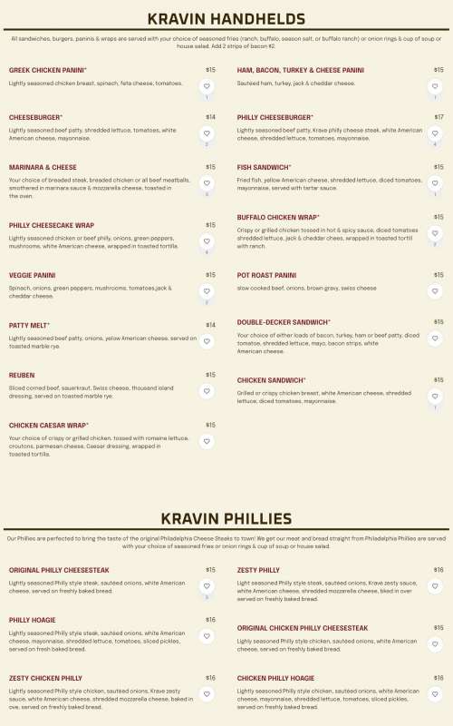 Krave Restaurant menu in Bridgeview, Illinois, USA