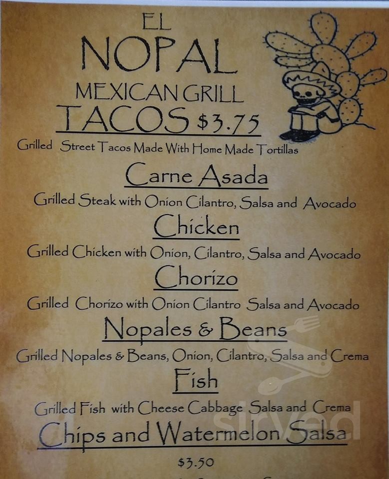 El Nopal Mexican Grill menu in Sacramento, California, USA