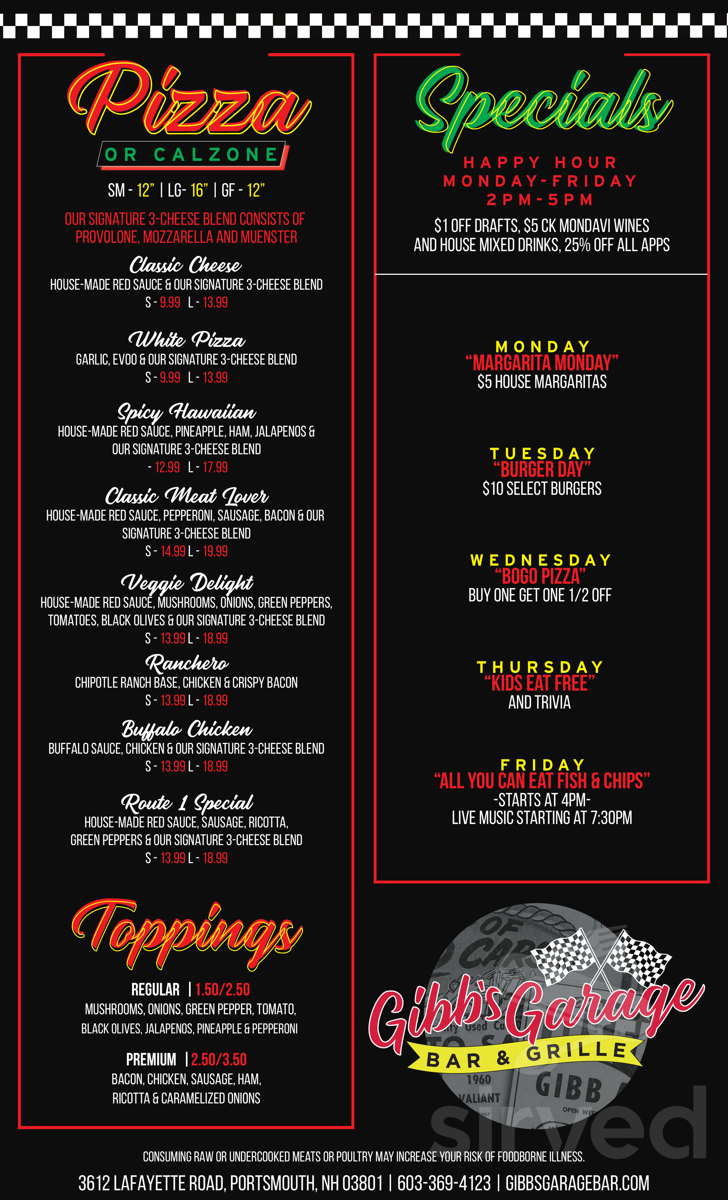 Gibb's Garage Bar and Grille menus in Portsmouth, New Hampshire, United ...
