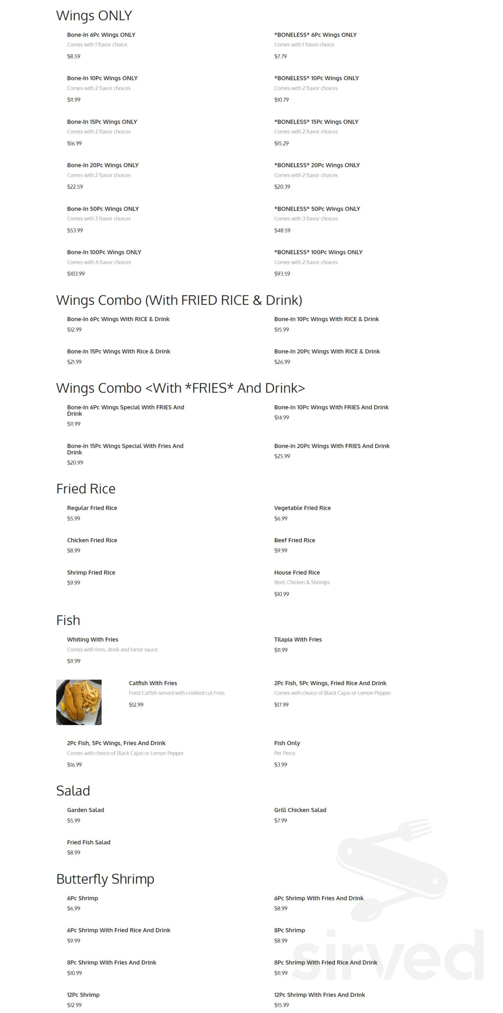 Wings 88 menus in Irving, Texas, United States