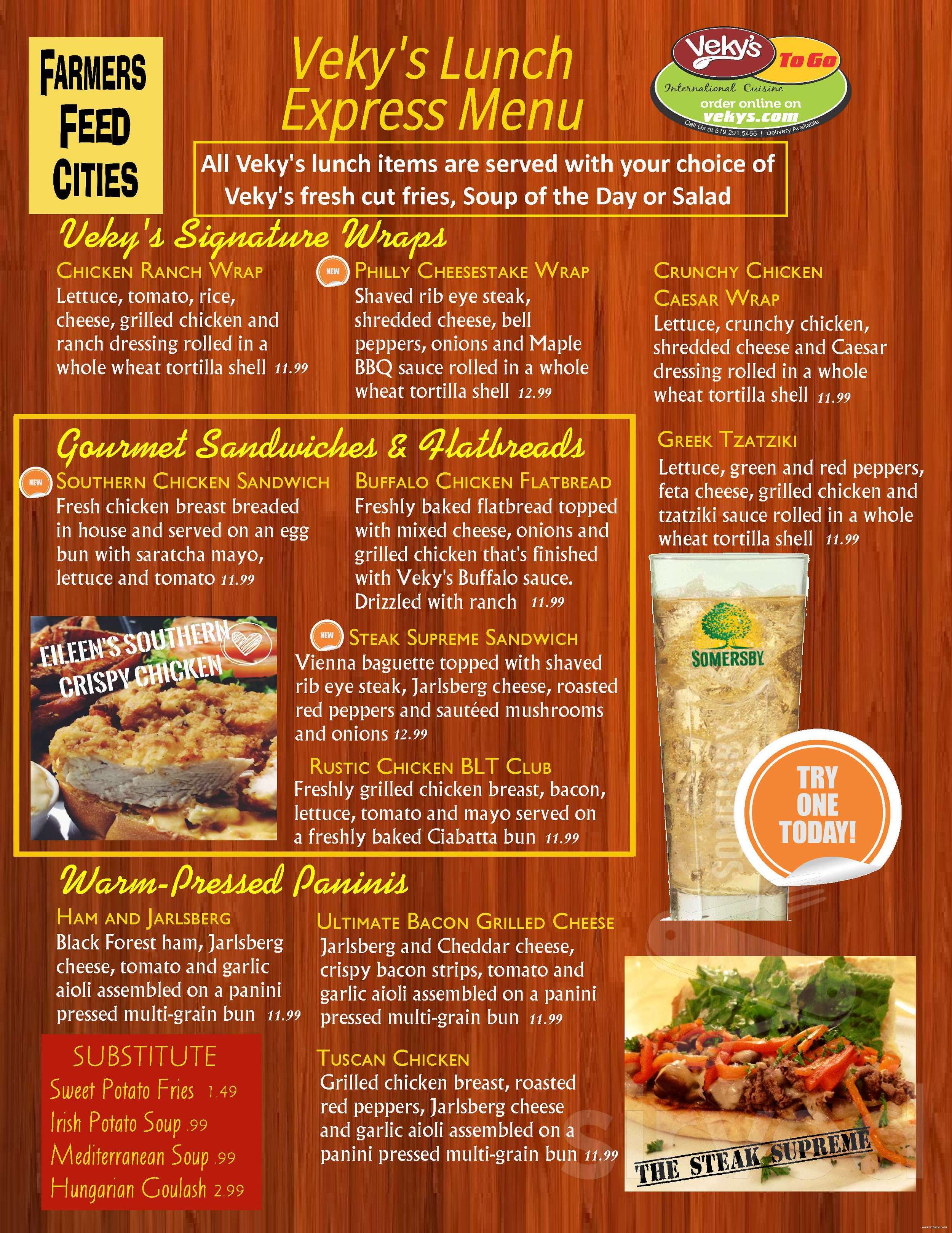 Veky's Tap & Grill menus in Listowel, Ontario, Canada