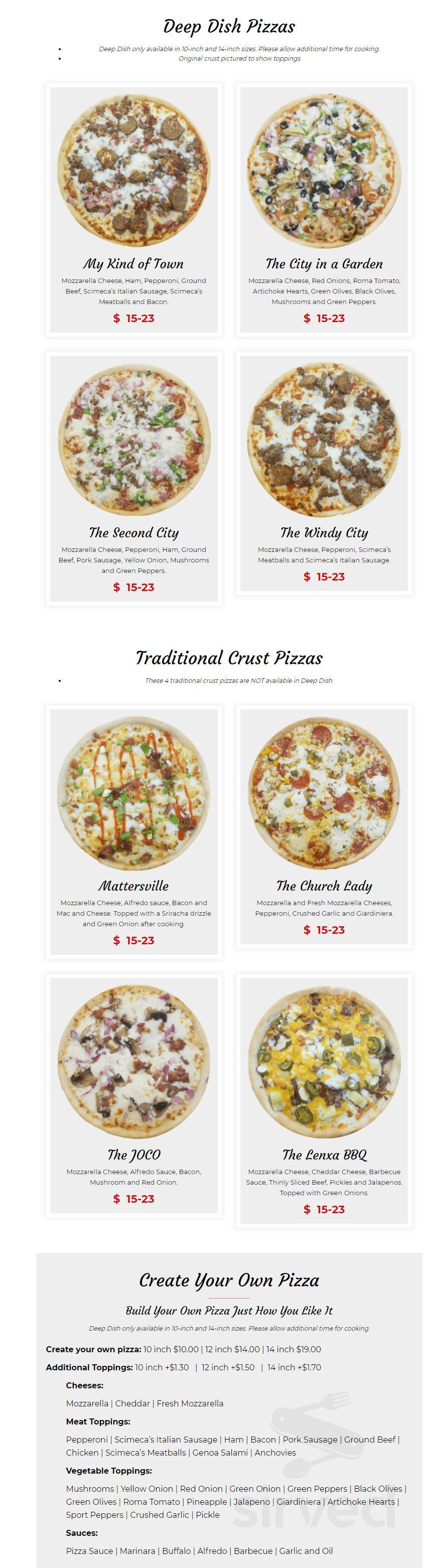 Third Coast Pizza menu in Lenexa, Kansas, USA