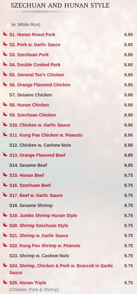 Green Jade menu in Champaign, Illinois, USA