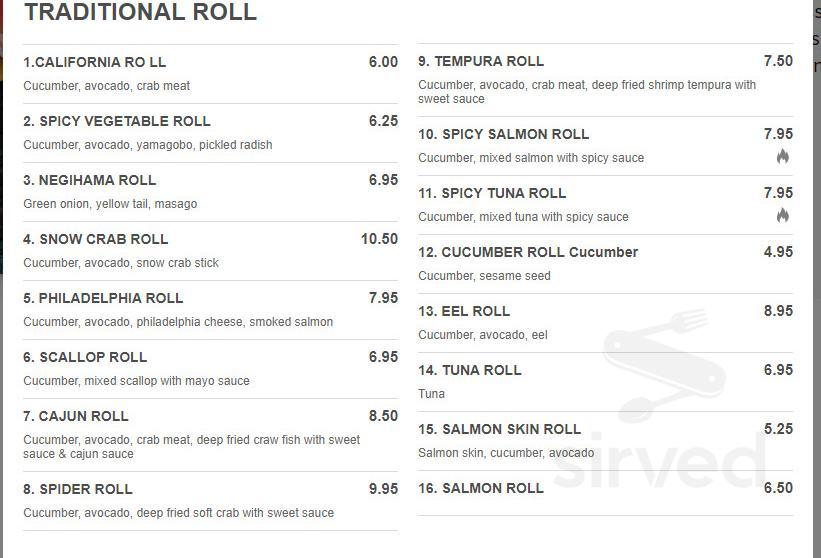 TOKYO HANA menu in Rowlett, Texas, USA