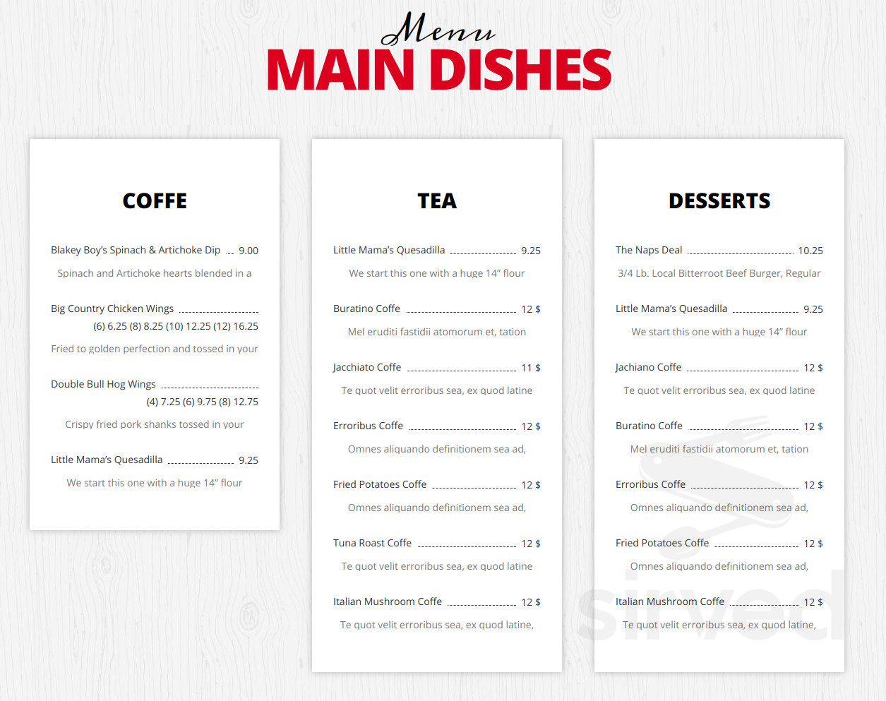 Nap's Grill menu in Hamilton, Montana, USA