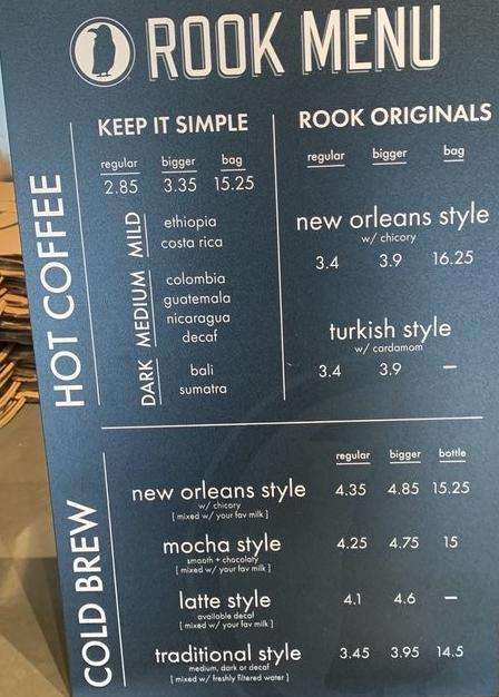 Rook Coffee menu in Wall Township, New Jersey, USA