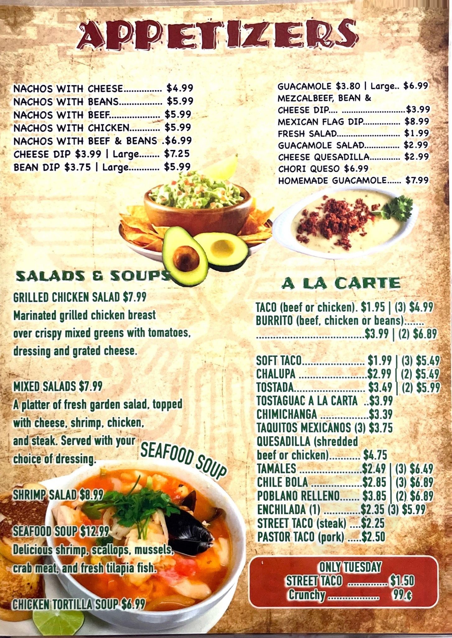La Mesa menu in Fort Smith, Arkansas, USA