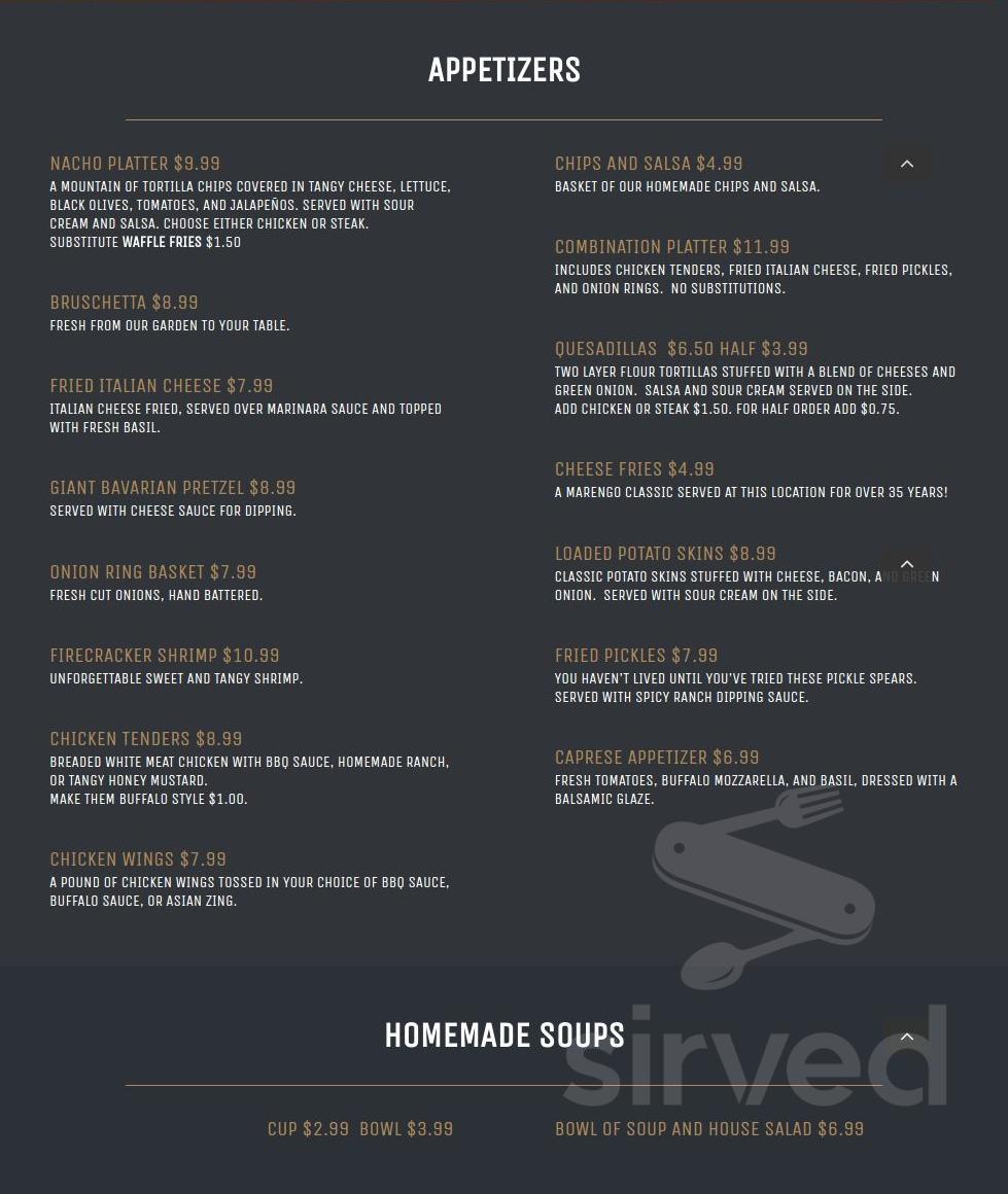 Cafe 20 menu in Marengo, Illinois, USA