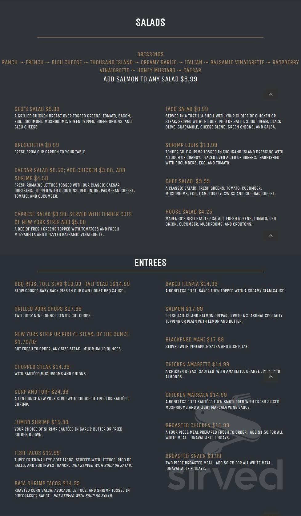 Cafe 20 menu in Marengo, Illinois, USA