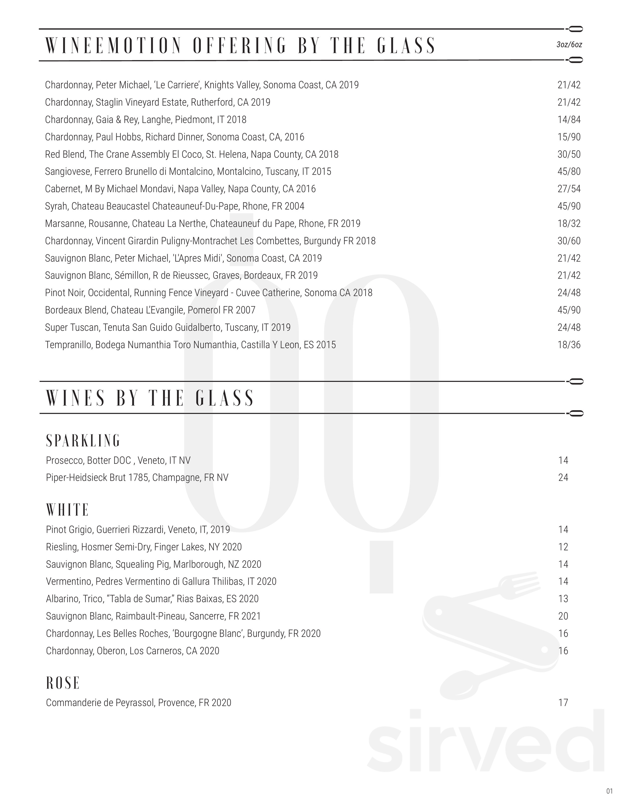 Bar Boutique menu in Ramsey, New Jersey, USA