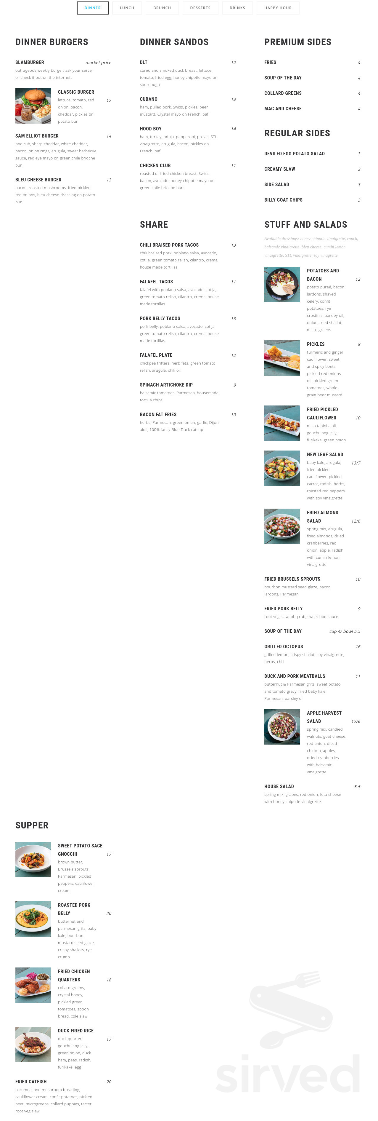 The Blue Duck menu in Maplewood, Missouri, USA